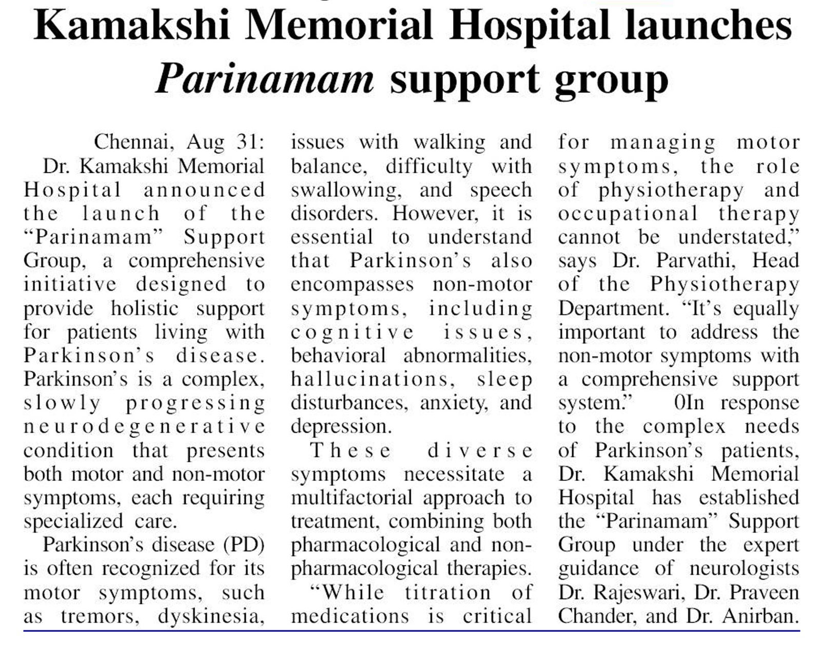 Articles - Holistic-Support-for-parkinsons-trinity-mirror | Dr.KMH