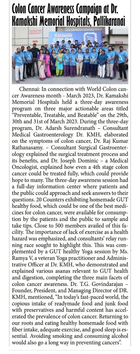 Articles - colon-cancer-awareness-2023-southern-mail | Dr.KMH
